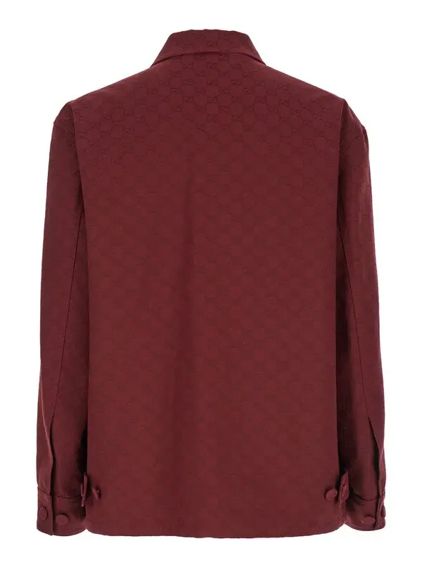 Gucci Bordeaux Jacket With All-over Gg Motif In Cotton Blend - Multicolor