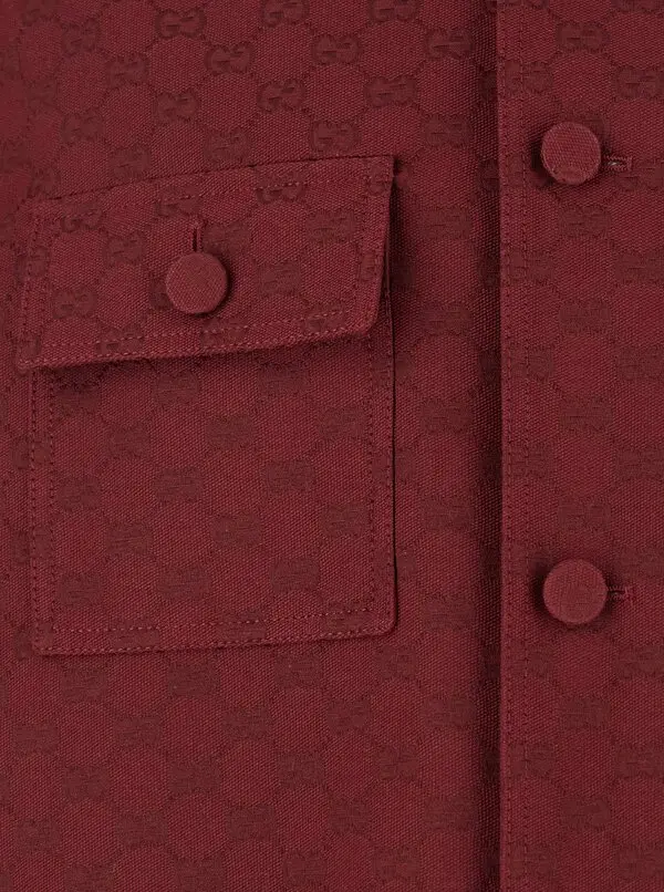 Gucci Bordeaux Jacket With All-over Gg Motif In Cotton Blend - Multicolor