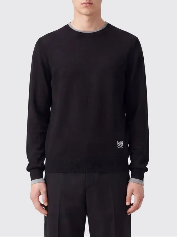 Loewe Crewneck Sweater In Pure Wool With Contrasting Anagram Monogram