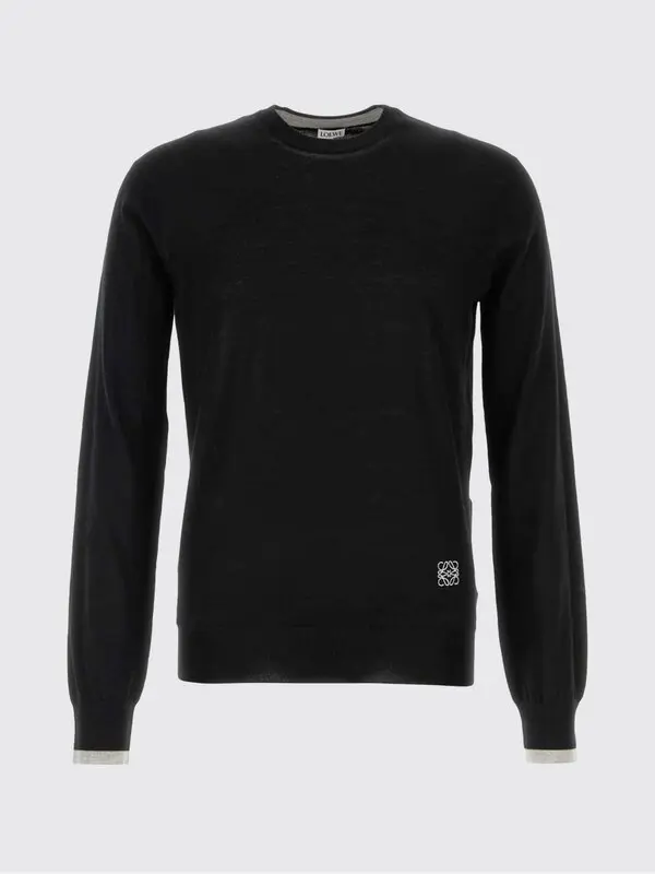 Loewe Crewneck Sweater In Pure Wool With Contrasting Anagram Monogram
