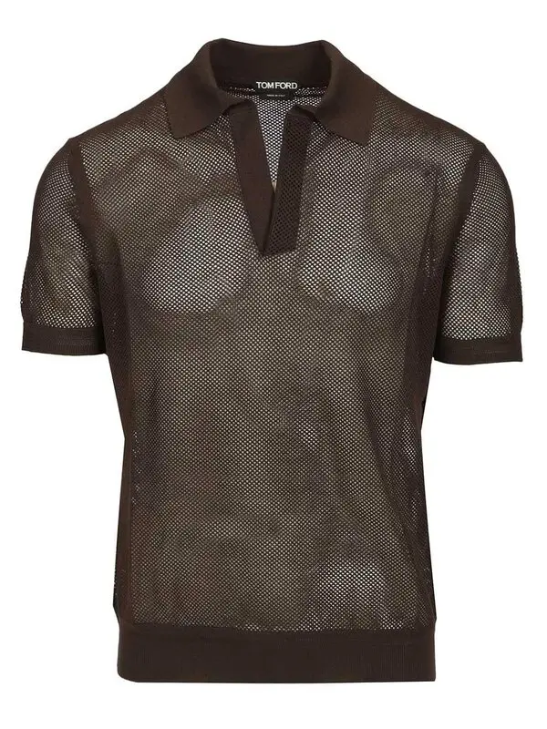 TOM FORD Knitted Polo Shirt - Brown