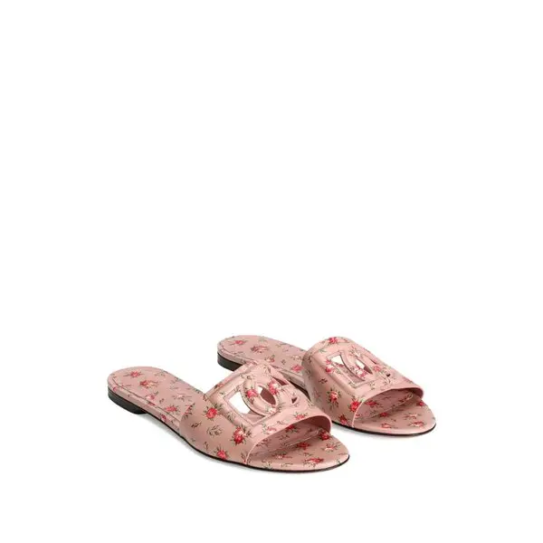 Dolce & Gabbana Floral Print Flat Sole Sandals - Pink