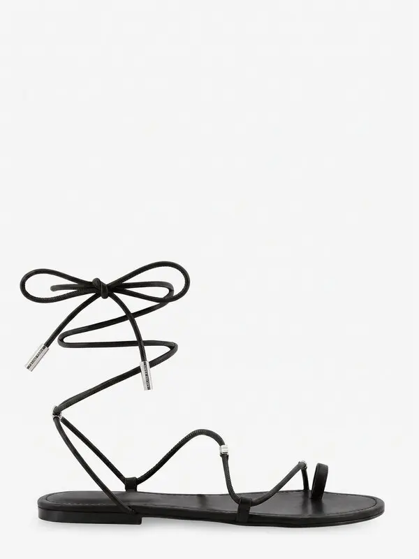 Celine Leather Sandals With Metal Triomphe Logo - Black