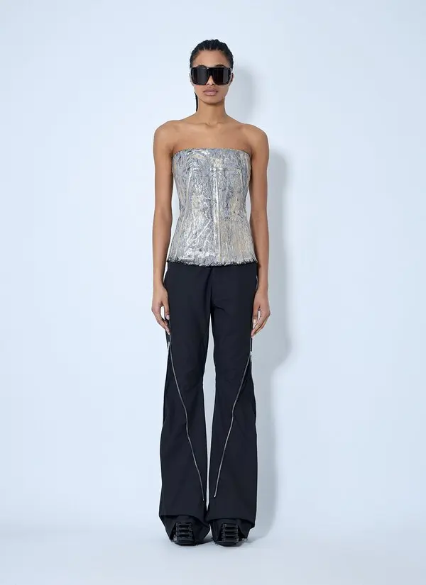 Rick Owens Metallic Coated Denim Bustier Top