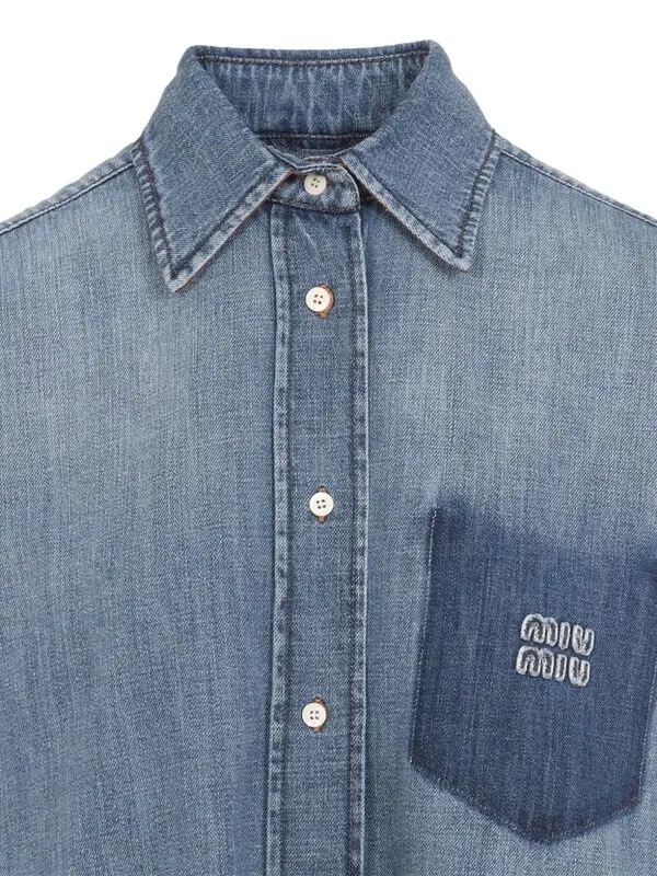 Miu Miu Suede And Denim Shirt