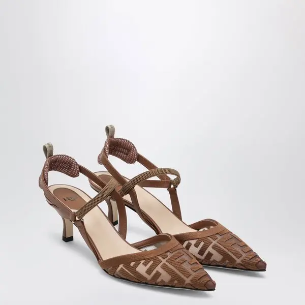 Fendi Colibrã¬ Lite Slingback With Ff Embroidery Elba - Brown