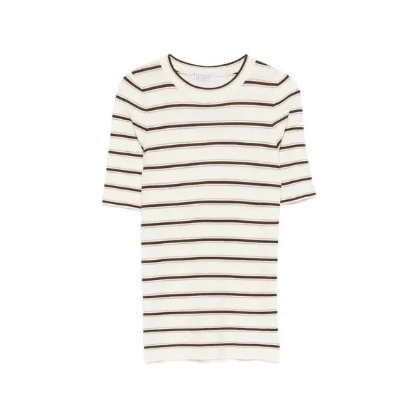 Brunello Cucinelli Neutrals Tops T-shirts & Jerseys - Cream