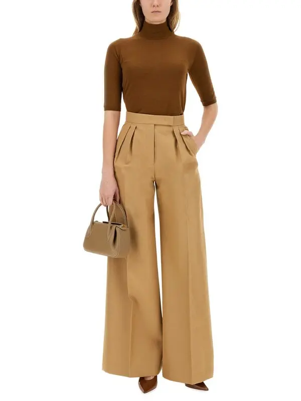Max Mara Cotton Wide-leg Pants - Cream