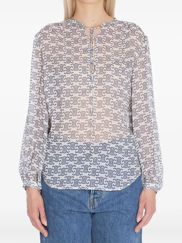 Celine Logo Silk Blouse
