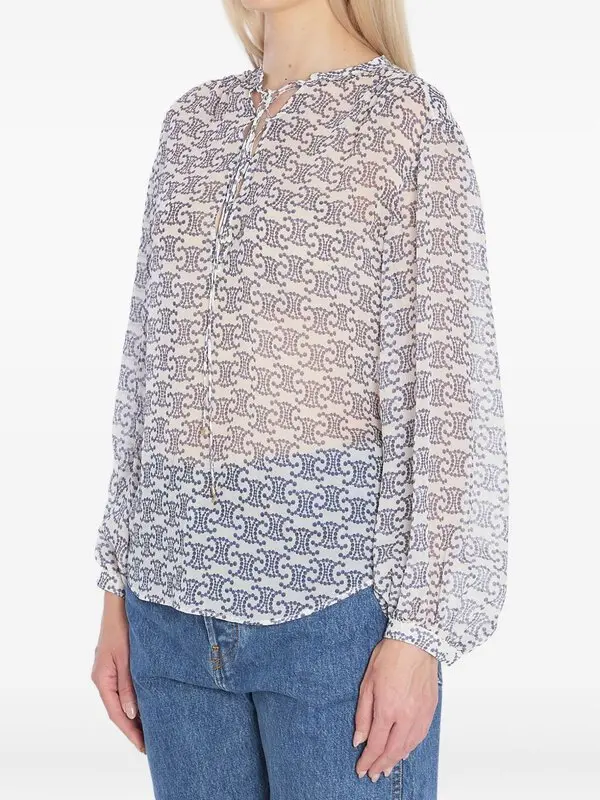 Celine Logo Silk Blouse