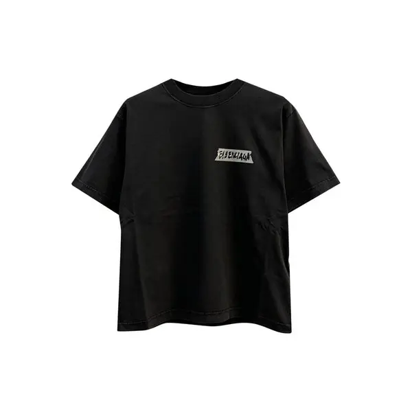 Balenciaga Short Sleeve Logo Print T-shirt - Black