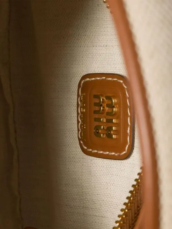 Miu Miu Wander Canvas And Leather Small Hobo Bag