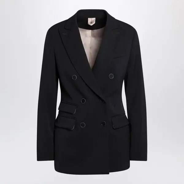 Max Mara Double-breasted Virgin Wool Jacket - Blue