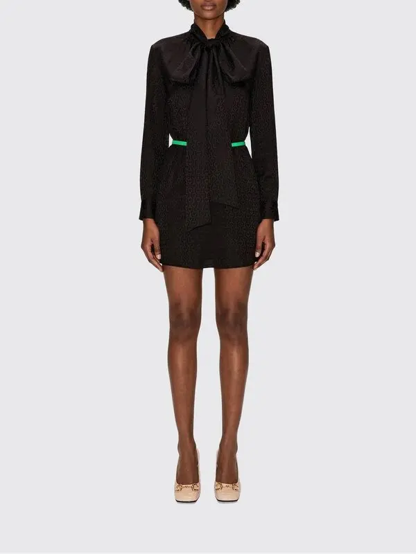 Gucci Silk Tie Detailed Dress - Brown