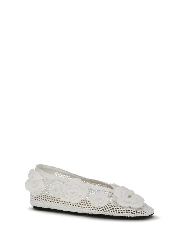 GANNI Jenny Mesh Ballerinas - White