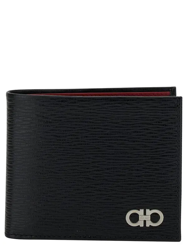 FERRAGAMO Wallet 'revival' Gancini With Double Hook In Grained Leather For
