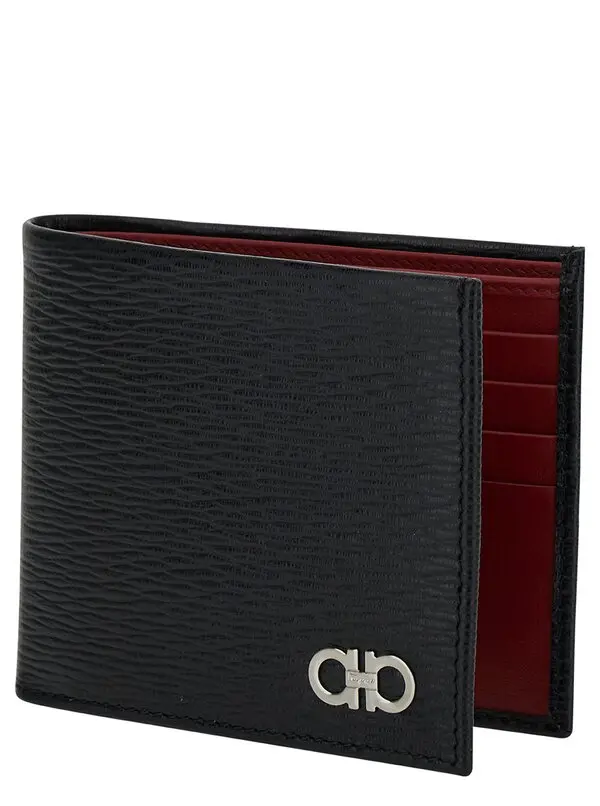 FERRAGAMO Wallet 'revival' Gancini With Double Hook In Grained Leather For