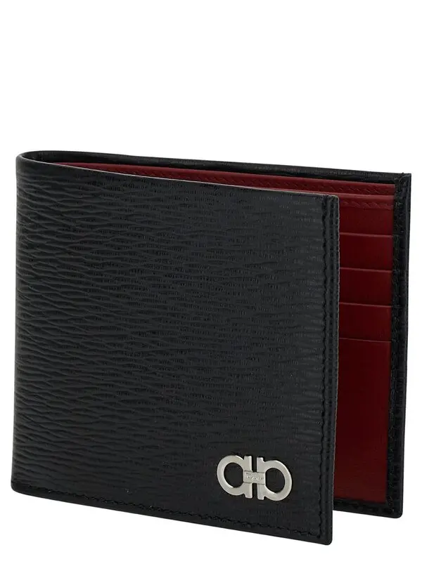 FERRAGAMO Wallet 'revival' Gancini With Double Hook In Grained Leather For