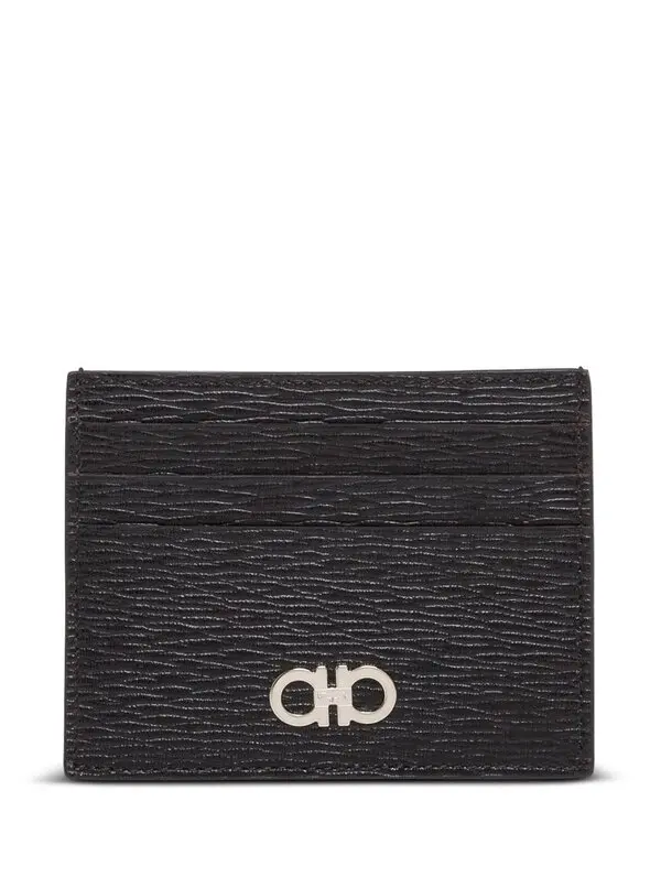 FERRAGAMO Cardholder 'revival' With Gancini Buckle On The Front In Black Leather For - Multicolor