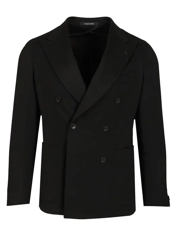 Tagliatore Double-breasted Wool And Cashmere Blazer - Black