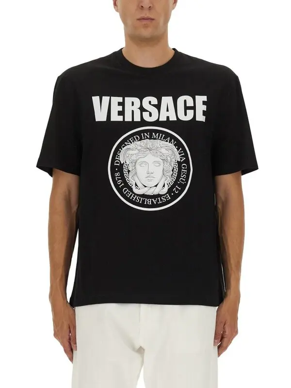 Versace T-shirt With Logo - Black