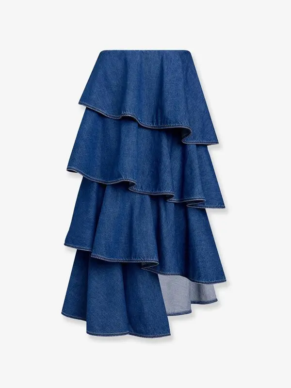 Alaïa Spiral Denim Skirt - Multicolor