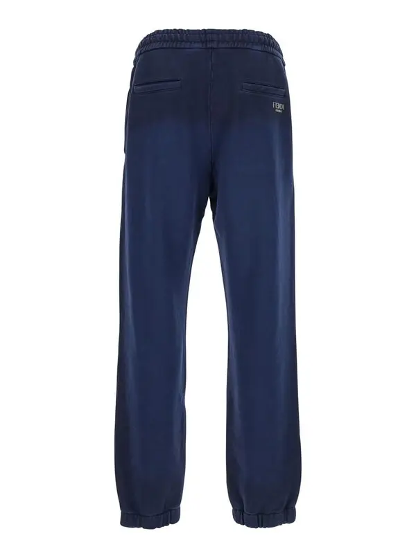 Fendi Blue Pants With High Elastic Waist In Cotton - Multicolor