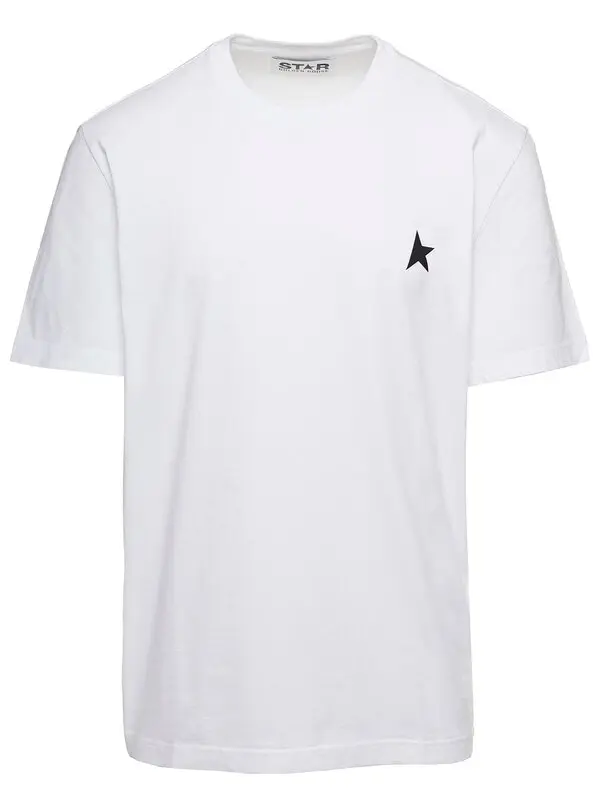 GOLDEN GOOSE T-shirt With Round Neck And One Star Logo Print On The Front In Cotton For - White