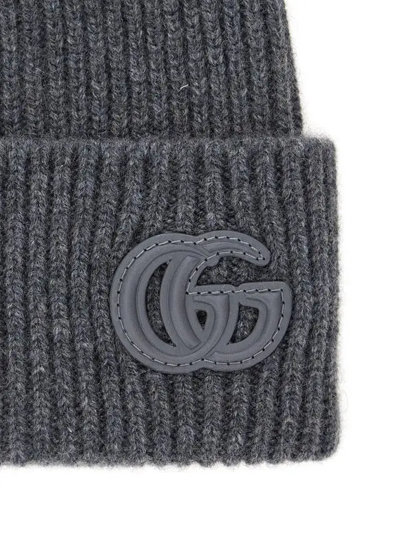 Gucci Gray Logo Patch Beanie For