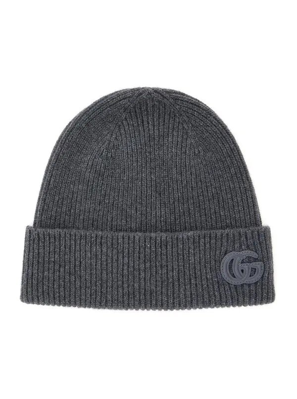 Gucci Gray Logo Patch Beanie For - Multicolor