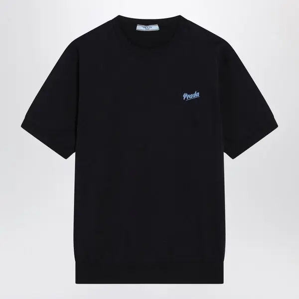 Prada Silk-blend Sweater With Logo - Blue