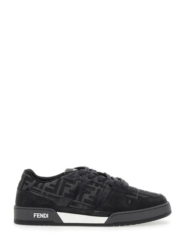 Fendi Sneakers 'match' With Logo Patch On The Tongue And Ff Motif All-over In Grey Leather For - Gray