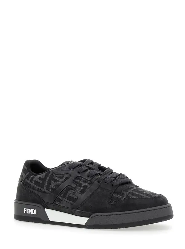 Fendi Sneakers 'match' With Logo Patch On The Tongue And Ff Motif All-over In Grey Leather For - Gray