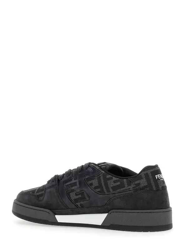 Fendi Sneakers 'match' With Logo Patch On The Tongue And Ff Motif All-over In Grey Leather For - Gray