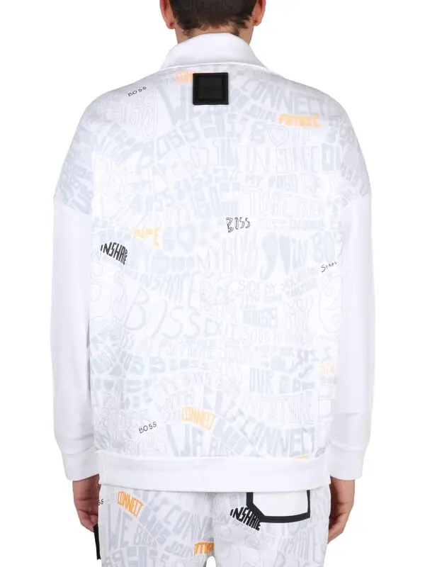 BOSS Logo Sweatshirt With High Neck - White