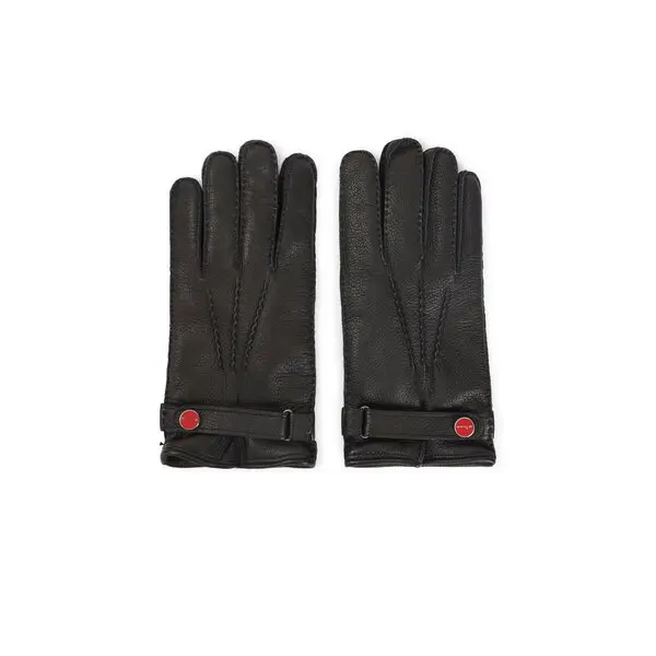 Kiton Deer Leather Gloves - Black