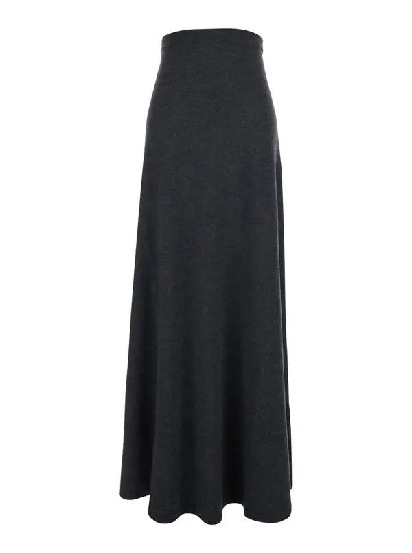 Balenciaga Grey Flared Skirt With Pleated Details And Elastic Ribbed Waist In Wool - Multicolor
