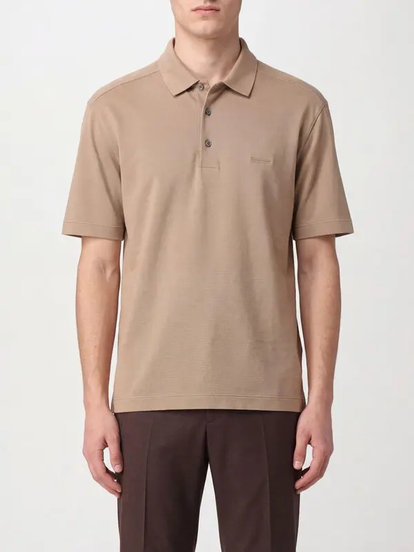 Zegna Cotton Polo Shirt With Logo - Cream