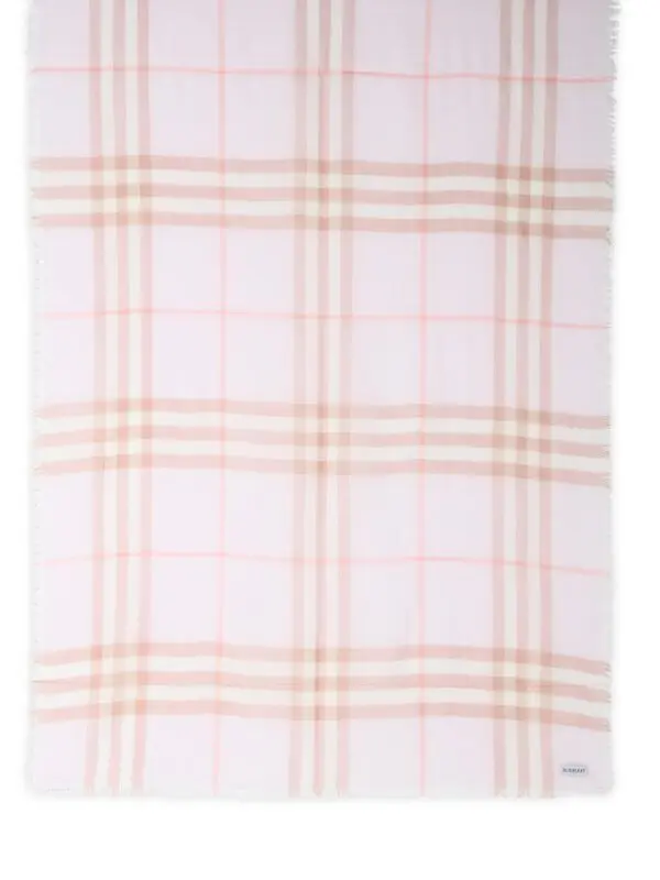 Burberry Wide Scarf In Quartz 'check' Wool - Pink