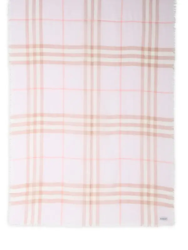 Burberry Wide Scarf In Quartz 'check' Wool - Pink