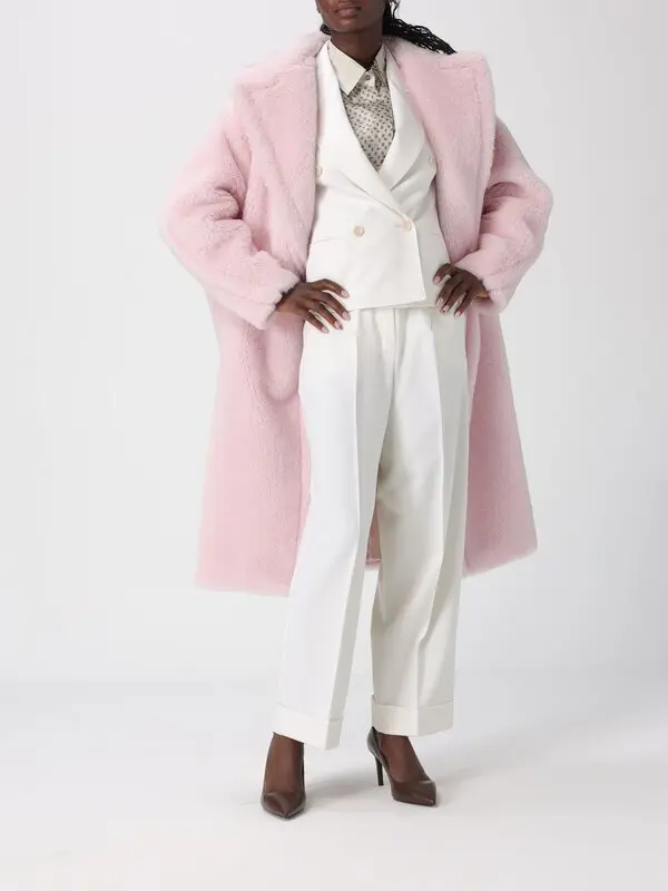 Max Mara Teddy Coat In Faux Fur - Pink