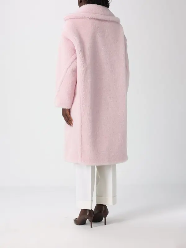 Max Mara Teddy Coat In Faux Fur - Pink