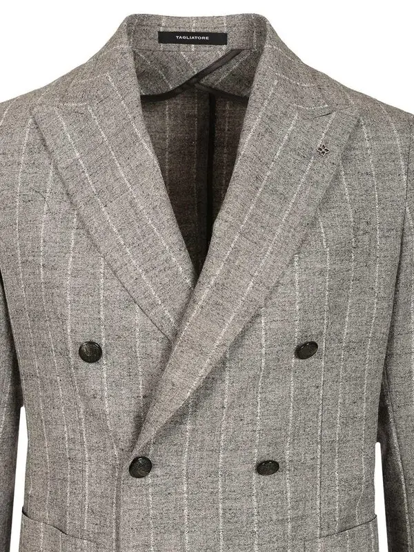 Tagliatore Montecarlo Boucle Double Breasted Blazer - Gray