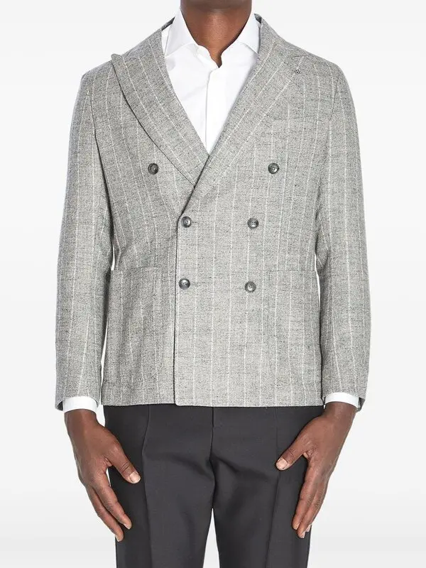 Tagliatore Montecarlo Boucle Double Breasted Blazer - Gray