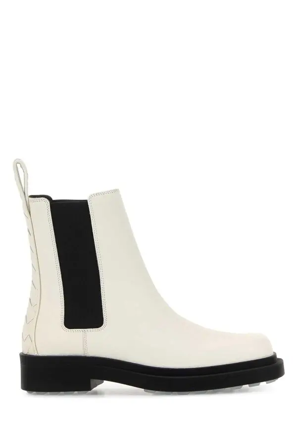 Bottega Veneta Ivory Leather Chelsea Ben Ankle Boots - White