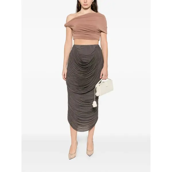 Magda Butrym Asymmetric Draped Skirt - Brown