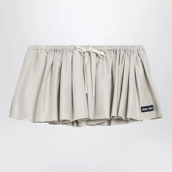 Miu Miu Ponge Tech Mini Skirt In Recycled Polyester, Opal - Cream