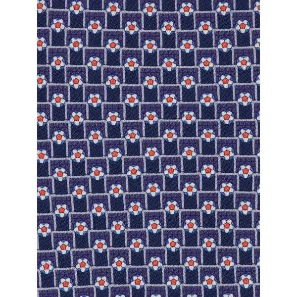 FERRAGAMO Silk Tournament Motif Neck Tie - Blue