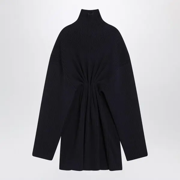 Balenciaga Ribbed Wool And Cotton Mini Dress - Blue