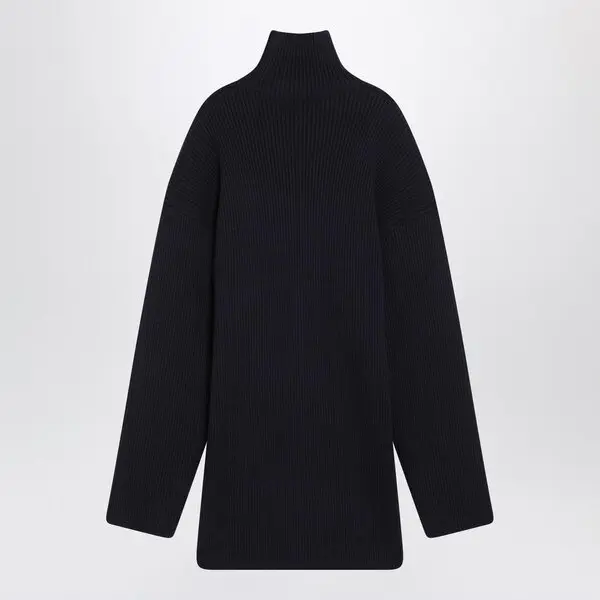 Balenciaga Ribbed Wool And Cotton Mini Dress - Blue